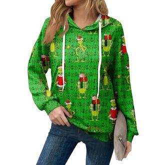 Generic Le Grinch Sweat A Capuche Femme Vêtements Pyjama Chaud Noel Femmes Noël Vetement Christmas Pull De Deguisement Pilou 2025 Hiver Pulls Plaid The Sweats