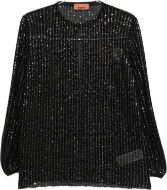 Missoni Femme, Blouses et Chemises, Noir, Taille: 38 FR Blouse en Lam&eacute; C&ocirc;tel&eacute;