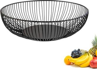 Westmark Drahtkorb Lumos Groß - Stilvolle Obstschale & Brotkorb - Dekorativer Metallkorb für Obst, Gemüse, Brot & Brötchen - Schwarz, 28 cm