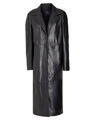 8 by YOOX LEATHER SINGLE-BREASTED MAXI COAT