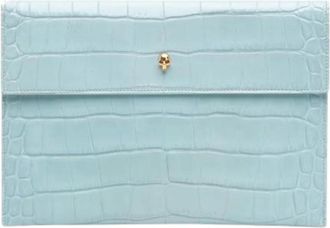 Alexander McQueen Sac &agrave; main en cuir grain&eacute; crocodile Pre-owned - Femme - Pre-owned - Bleu - Taille: ONE Size