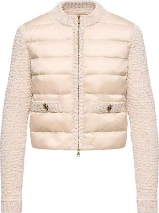 Moncler Femme, Vestes, Beige, Taille: 42 FR Cardigan matelass&eacute; zipp&eacute;