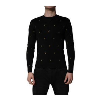 Dolce & Gabbana Seiden-Pullover mit Rundhalsausschnitt - - Knitwear - Herren - Schwarzk - XS