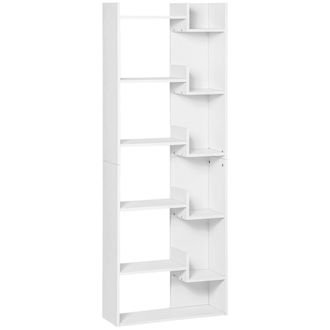 HOMCOM B&uuml;cherregal, Aufbewahrungsregal mit 6 Ebenen, hohes B&uuml;cherregal, modernes, unregelm&auml;&szlig;iges Design, f&uuml;r Wohnzimmer, Schlafzimmer, B&uuml;ro, 60 x 21 x 162,5 