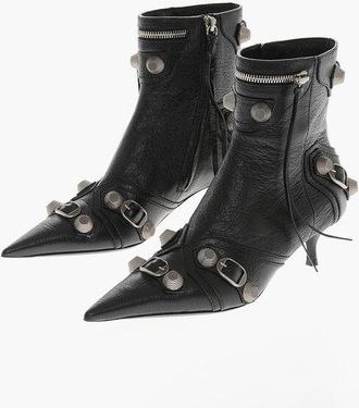 Balenciaga Hammered Patent Leather Ankle Boots CAGOLE with Studs 5cm size 36