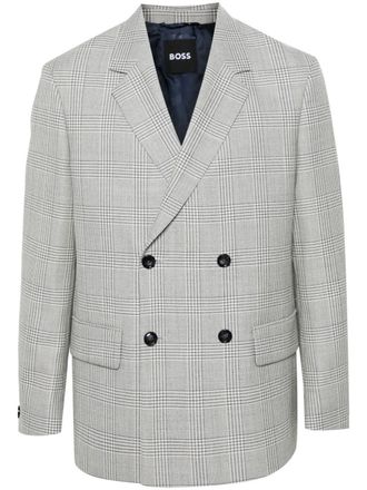 BOSS blazer à motif tartan - Bleu