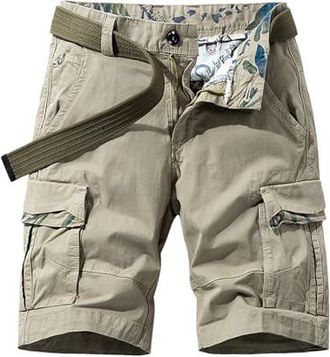 Generic Short Cargo pour Hommes, Multi-Poches, Couleur Unie, Pantalon Court Décontracté, Bouton Droit