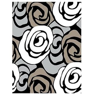 Oresteluchetta Tapis de Bain/Descente de lit Grey Flowers 60x110