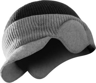 Generico Chapeaux tricot&eacute;s bloquants - Tissu de laine, 7,48x8,66 pouces, casquette avec visi&egrave;re, isolation thermique | Bonnet &agrave; t&ecirc;te confortable avec cache-ore