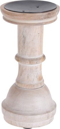 JACK Kerzenhalter Kerzenständer Kerzenleuchter für Stumpenkerzen | Höhe ca. 20 cm | Beige | Mangoholz