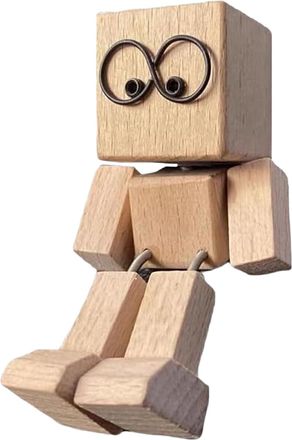 Generic Wackelnde hölzerne Figur - Statue aus massivem Holz, humorvolles Tischdekor | Kleine Größe Comic Ornament mit Bobble -Bewegung Design, Desktop -Dekora