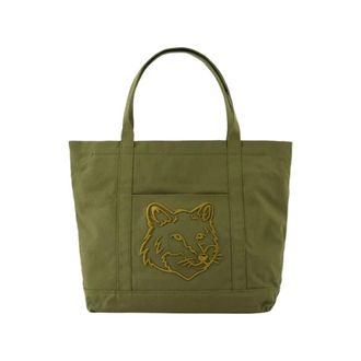 Maison Kitsun&eacute; Femme, Sacs, Vert, Taille: ONE Size Coton cabas
