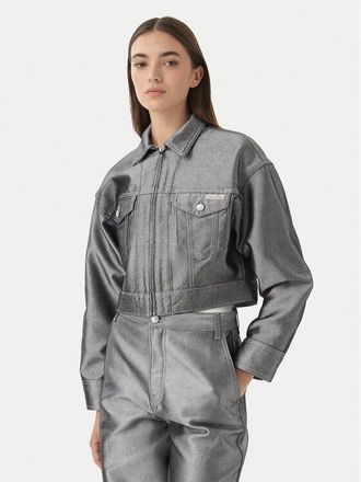 Calvin Klein Jeansjacke LV047E715G Silberfarben Relaxed Fit