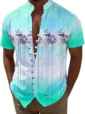 Generic Chemise hawa&iuml;enne &agrave; manches courtes pour homme - Pour vacances tropicales - Manches courtes - Motif floral funky - Col cuba - Pour les vacances, la pl