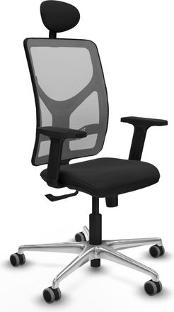 Piqueras y Crespo Schreibtischstuhl aus Netzstoff mit schwarzen Armlehnen, h&ouml;henverstellbare Lendenwirbelst&uuml;tze und festes Kopfteil, ausgestattet mit 3 Positionen und S