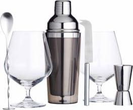 Bar Craft BarCraft, Luxuriöses Gin-Geschenkset mit Gin-Gläsern, Cocktail-Shaker, Cocktail-Rührlöffel, Doppelseitigem Barmaß, Barmesser und Getränkemix-Rezept - 