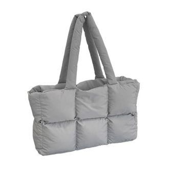 Generic Sac &agrave; bandouli&egrave;re rembourr&eacute; pour femme - Grande capacit&eacute; - Sac fourre-tout doux pour les trajets quotidiens, gris, Taille unique