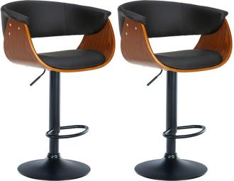 Clp 2er Set Barhocker Vestal walnuss/schwarz Kunstleder