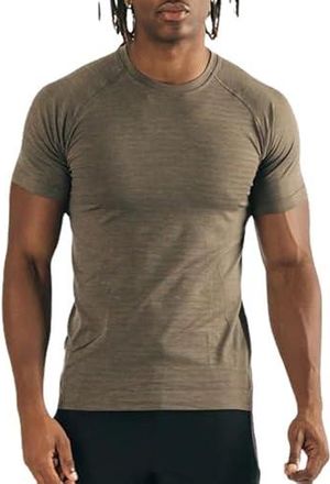 Generic T-Shirt dété à col Ras du Cou pour Homme, décontracté, Basique, Classique, à Manches Courtes (Kaki,Grand)