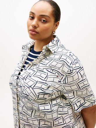 Tommy Hilfiger Kurzarmshirt CRV ESS LINEN SHIRT WITH SS in gro&szlig;en Gr&ouml;&szlig;en