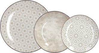 Tognana Habana, Geschirrset 18 Teile für 6 Personen, Porzellan, braun