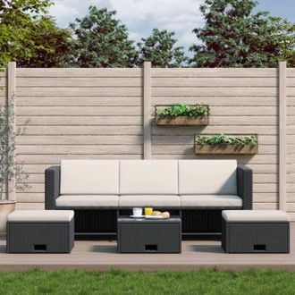 vidaXL Vidaxl - Salon de jardin 4 pcs avec coussins R&eacute;sine tress&eacute;e Noir