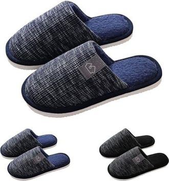 Generic Pantoufles chaudes en coton pour homme - Mousse &agrave; m&eacute;moire de forme - Couleur unie - Bout ferm&eacute; - Antid&eacute;rapantes - Int&eacute;rieur et ext&eacute;rieur - Doublure en