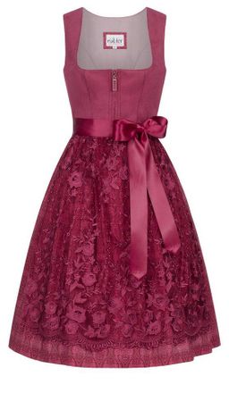 N&uuml;bler Trachtenkleid Midi Dirndl Gundi in Beere von N&uuml;bler