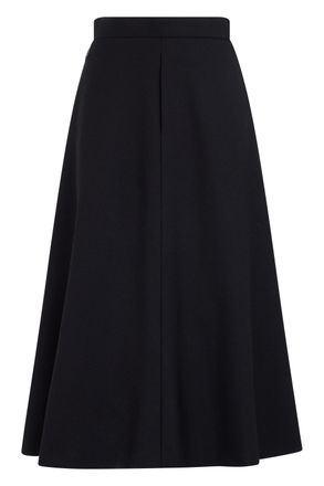 Moncler Womens Midi Flared Wool Skirt Black