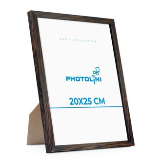 Photolini Bilderrahmen 20x25 Eiche Dunkel aus MDF-Holz Poster-Rahmen, bruchsicheres Acrylglas, zum Aufhängen & Aufstellen, extra Zubehör - für Fotos & Poster