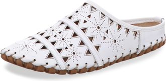 Gemini Damen Pantolette Sabot Leder Clog Cutouts 031195-02, Gr&ouml;&szlig;e:38 EU, Farbe:Wei&szlig;