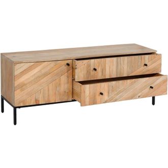 Hhg TV-Rack 178, TV-Board Fernsehtisch Lowboard TV-Schrank Kommode, Massiv-Holz Mango 56x145x43cm mvg, natur