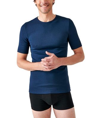 Damart Herren Kurzarm-Shirt, Wärmegrad Medium 3. Thermounterwäsche-Oberteil, Dunkelblau, XL