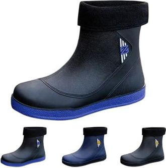 Generic Bottes de pluie &agrave; enfiler pour homme - Imperm&eacute;ables - Avec doublure en peluche - Chaudes et antid&eacute;rapantes - Pour le jardin, le travail en plein air, 