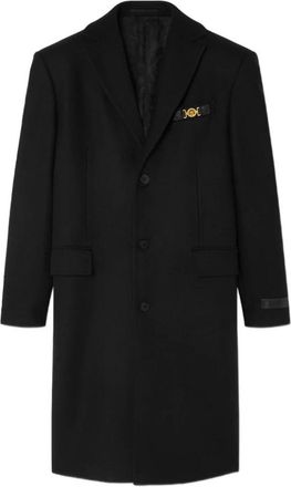 Versace Homme, Manteaux, Noir, Taille: XL Manteau Croisé en Laine