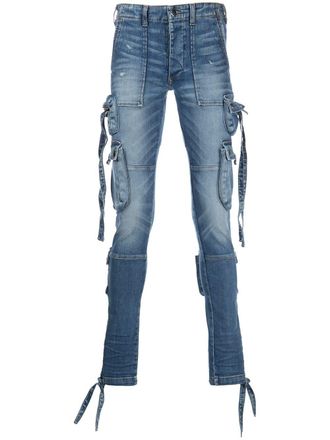 Amiri jean skinny &agrave; poches cargo - Bleu