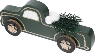 Cabilock Weihnachtliche Holz Autodekoration LKW Tischschmuck Gr&uuml;n Festliche Weihnachtsdeko f&uuml;r Zuhause