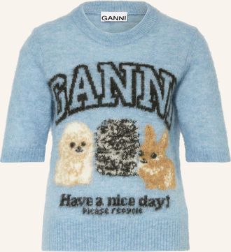 Ganni Strickshirt Mit Alpaka blau