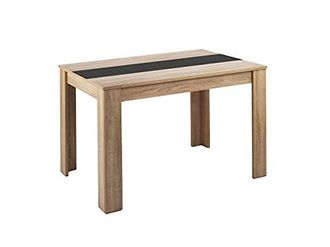 Byliving Esstisch Nori/Moderner K&uuml;chentisch in Eiche-Optik/Einlegeplatte wendbar in schwarz oder wei&szlig;/Go&szlig;er Tisch / 140 x 80, H 75 cm, Braun