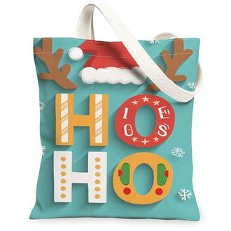 Generic Sacs fourre-tout en toile amusants pour les vacances, design dhiver color&eacute;, sacs d&eacute;picerie, sacs d&eacute;picerie r&eacute;utilisables, l&eacute;gers et lavables en toile 