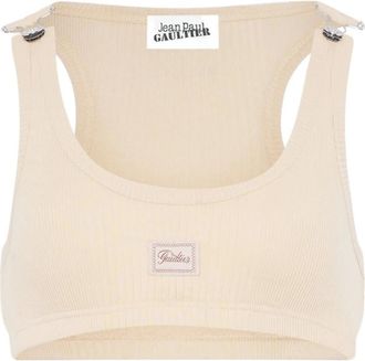 Jean Paul Gaultier Femme, Tops, Beige, Taille: 40 FR Ribbed Patch Top