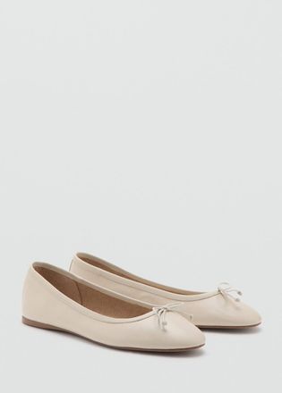 Mango Ballerines cuir naud blanc - Femme - 35 - MANGO