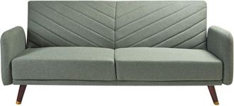 Beliani Schlafsofa 3-Sitzer SENJA Kunstleinen Hellgrün