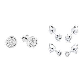 s.Oliver Ohrstecker 925 Sterling Silber Damen Ohrschmuck & Elli Ohrringe Damen Ohrstecker 2er Set Basic mit Kristall in 925 Sterling Silber