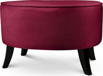 MG Design Ovaler Samt-Hocker 62 x 72 cm in Rot mit Holzbeinen - Gepolsterter Fu&szlig;hocker f&uuml;r Wohnzimmer oder Schlafzimmer