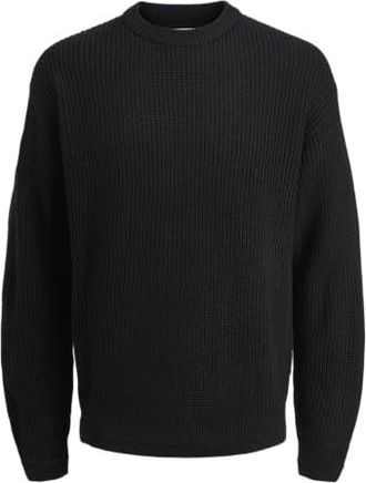 Jack & Jones Jjkaito Knit Crew Neck BF, Noir, M Homme