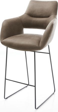 DELIFE Barstuhl Yago-Flex Mikrofaser Taupe Vintage Kufengestell Metall Schwarz Taschenfederkern, Barst&uuml;hle