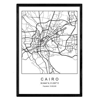 Nacnic Drucken Kairo Stadtplan nordischer Stil schwarz und wei&szlig;. A3 Gr&ouml;&szlig;e Plakat Das bedruckte Papier Keine 250 gr. Gem&auml;lde, Drucke und Poster f&uuml;r Wohnzimmer