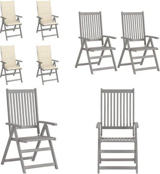vidaXL Hochlehner Verstellbar 4 Stk. mit Auflagen Massivholz Akazie - Outdoor M&ouml;bel - Gartenstuhl - Hochlehner - Esszimmerstuhl - Gartenset - Home & Living