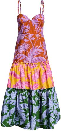Farm Rio TROPICAL SWING MIX MIDI DRESS